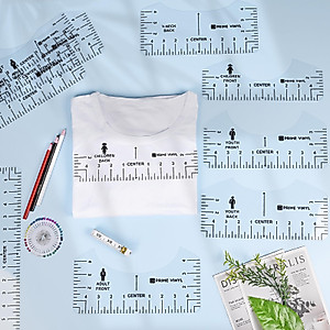 17Pcs Tshirt Ruler Guide for Vinyl Alignment, Prime Vinyl Tshirt Ruler for Cricut Heat Press HTV Vinyl Center Designs, Craft Sewing Supplies and Accessories