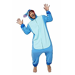 Kigrucme Unisex Adult Cartoon Onesie Pajamasr One Piece Stitch Animal Costume Halloween Cosplay Homewear Anime Costume(stitch,s)