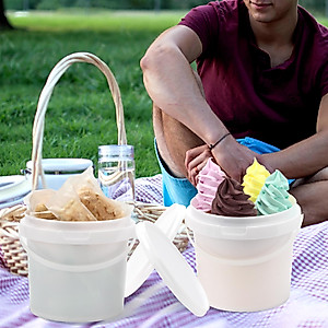 DIICCYO 2L Ice Cream Buckets with Lids and Handles, 67 Oz Round Airtight Plastic Ice Cream Tub, Deli Pail Containers Small Bucket for Food Drinks Storage Freezer Microwave, 10 Pcs