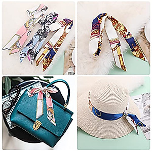 Yolev 12 Packs Satin Fashion Narrow Handbag Handle Wrap Ribbon Neckerchief Scarf for Women (Mixed Styles)