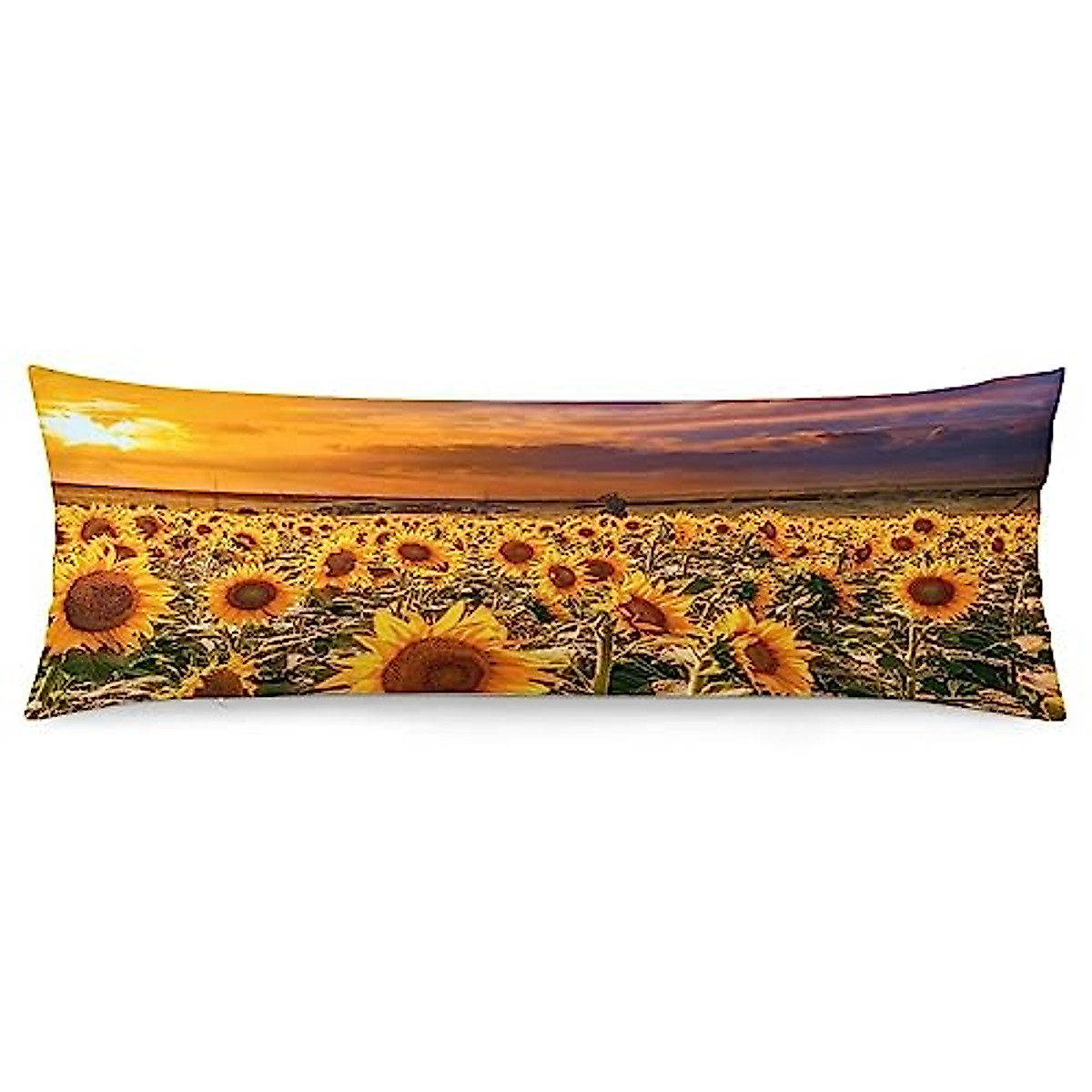 Lycomify Body Pillow Cover,Field of Sunflowers on The Sunset Printed Long Pillow Cases Protector with Zipper Decor Soft Large Covers Cushion for Beding,Couch,Sofa,Home Gift 20"x54"