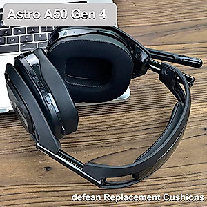 A50 Gen 4 Mod Kit - defean Replacement Earpads and Headband Compatible with Astro A50 Gen 4 Headset,Ear Cushions, Upgrade High-Density Noise Cancelling Foam, Added Thickness (Black Silky Cool Fabric)