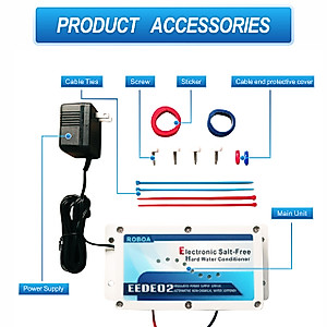 ROBOA Electronic Water Descaler，Alternative Chemical and Salt Free Water Softener Systems Whole House，Prevent Rust and Scale Build-up，Electromagnetic Water Conditioner，Easy Installation
