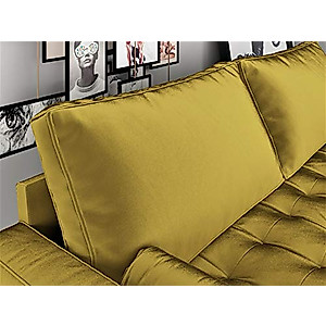 US Pride Furniture NS5459-S Caladeron Mid-Century Modern Sofa in Soft Velvet, Goldenrod