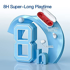 Bluetooth 5.0 Wireless Earbuds Super Portable True Wireless Stereo Headphones in Ear Deep Bass Built in Mic IPX6 Waterproof with Charging Case (Only 50g) 40H Playtime for Workout Running (White)