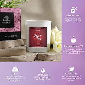 I Love You Surprise Candle with Diamond Inside | Foreverwick Candles | Scented Soy Candles Gifts for Women Anniversary Candle Wax | Romance Candles All-Natural Organic Soy Candle 14oz | 70h