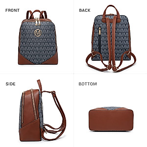 MKP Women's Fashion Medium Backpack Purse Set - 2Pcs PU Leather Shoulder Bag with Double Zipper for Travel and Daily Use