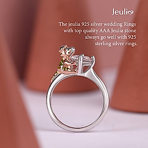 Jeulia Hug Me Adorable Hamster Snail Round Cut Sterling Silver Ring Fashion Anniversary Engagement Wedding Christmas Birthday for Boyfriend With Gift Jewelry Box (Clever Dinosaur, 8.5)