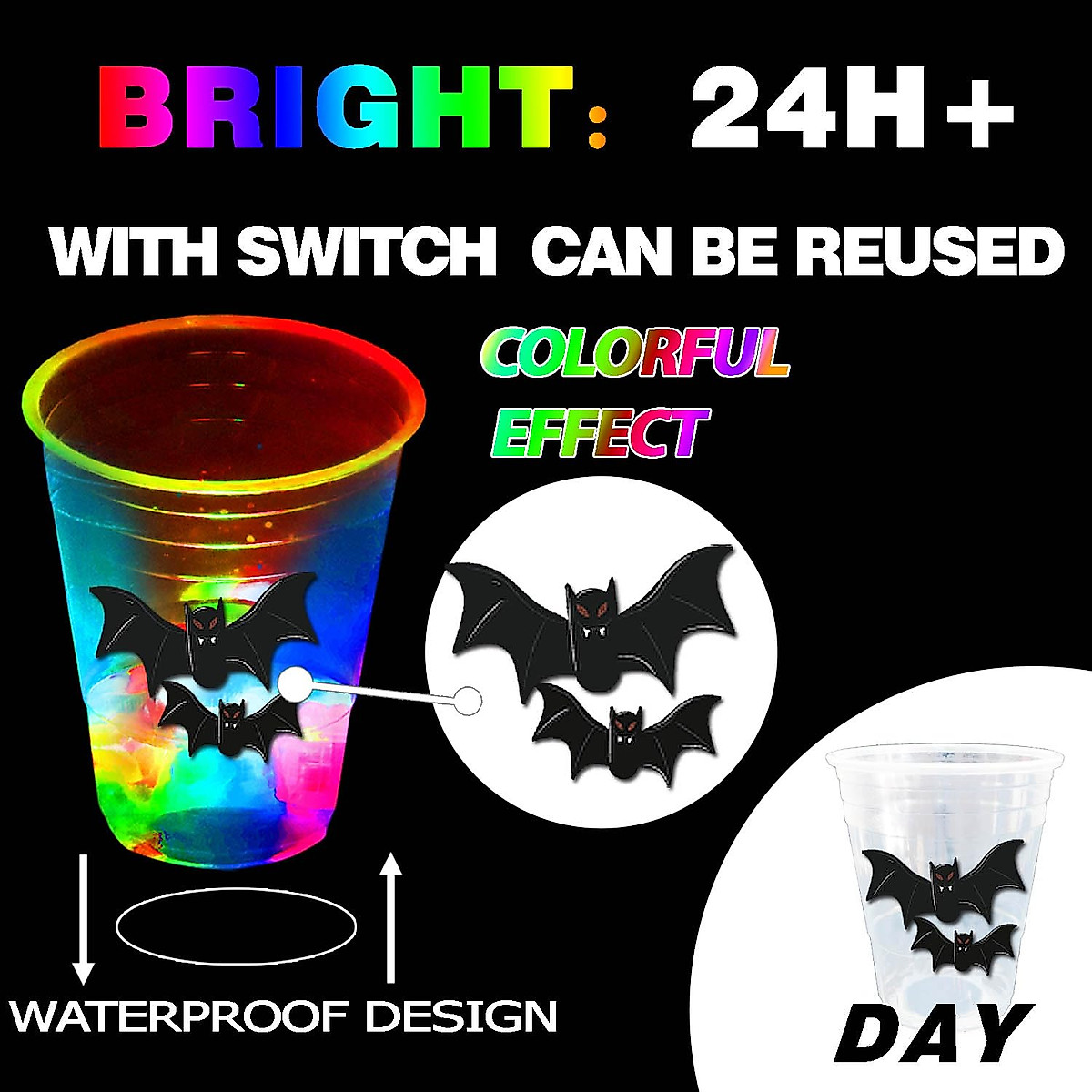 mishunyus 40 Pcs Halloween Party Decorations,Glow Halloween Cups,Pumpkin, Bat, Ghost, theme, Horror Cups,Halloween Party Supplies,Halloween Party Decor For Kids,Adults Party Birthday Favor