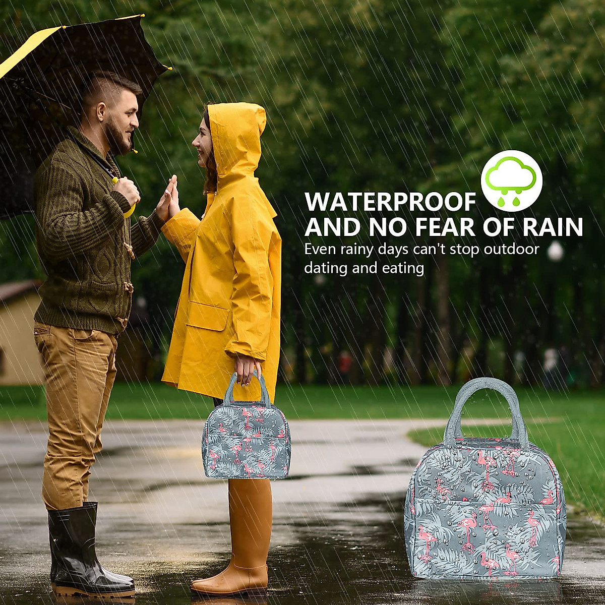 LAVAED Insulated Lunch Bag for Women, Waterproof Leakproof Lunch Tote Bag Cooler Lunch Tote Box Meal Storage Bag, for Office,Work,Beach,Travel（Flamingo）