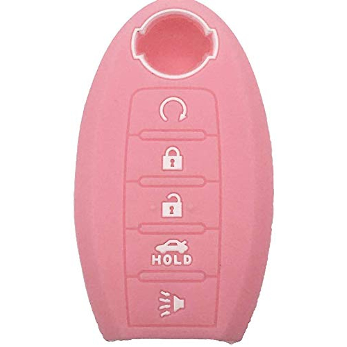 2Pcs EXUNTECH Silicone 5 Buttons Smart Key Fob Skin Cover Case Protector Keyless Jacket Remote Holder for 2019 2018 2017 Nissan Armada Rogue Maxima Altima Sedan Pathfinder KR5S180144014, Black Pink