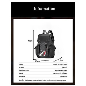 Teslawi Fashion PU leather schoolbag laptop bag leisure business travel multi-functional backpack, college schoolbag (Black)