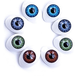 YOUYA 8 Pairs 4 Colors Highlight Resin Boat Shape Doll Eyes for Crafts and Embellishments Puppet Bear Doll Animal Stuffed Toys (23mm16mm), Red,Brown,Grey,Green (C-90)