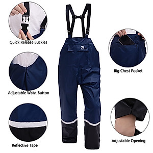 RainRider Rain Suits for Men Women Waterproof Hi-Vis Rain Gear Durable Oxford Rain Jacket Coat with Pants(Navy,M)