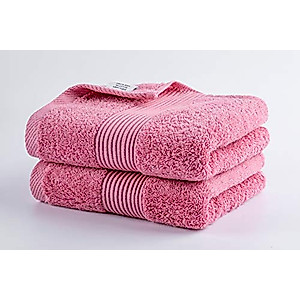 Babiclean 16x30 Premium Quality Ultra Soft and Highly Absorbent heavey Pure Pink Hand Towel Durable for Bathroom, Hotel, Spa, Salon and Gym Set of 2