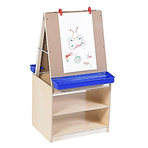 Children's Factory ANG1190 2-Station Art Center, Kids Art Easel & Storage Unit, Toddler Classroom Furniture & Organization for Homeschool/Playroom/Daycare/Preschool
