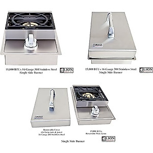 AMS Fireplace, Lion 40 Inch Grill Package w Double Access Drawer and Horizontal Single Door side burner Refrigerator Liquid Propane