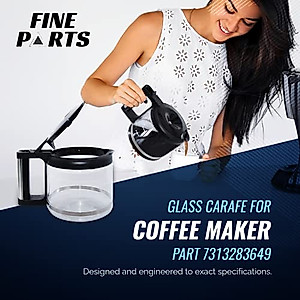FineParts Glass Coffee Carafe for Delonghi coffee maker carafe Part 7313283649 / AS00000675 - Replacement Carafe for Espresso Delonghi Coffee Maker Pot Cup - 10 Cups