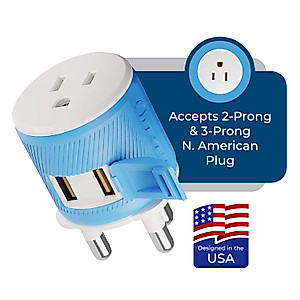 OREI South Africa, Botswana, Namibia Travel Plug Adapter with Dual USB - USA Input - Type M (U2U-10L), Will work with Cell Phones, Camera, Laptop, Tablets, iPad, iPhone