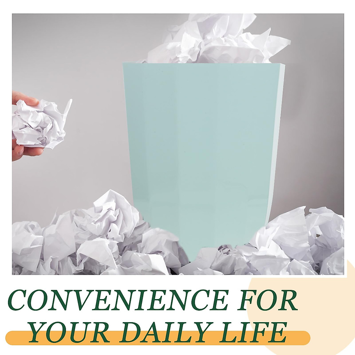 Zerodeko Plastic Trash Can, Open-Top, Green, 12-Inch Diameter, 6-Inch Height, 3.5-Gallon Capacity