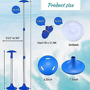 Datanly 20 Pcs Boat Cover Support System Include 4 Pcs Telescopic Adjustable Height Aluminum Boat Cover Support Poles 12 Pcs Webbing Straps 4 Pcs Weight Bag Hull Boat Jon Boat Accessories, Blue