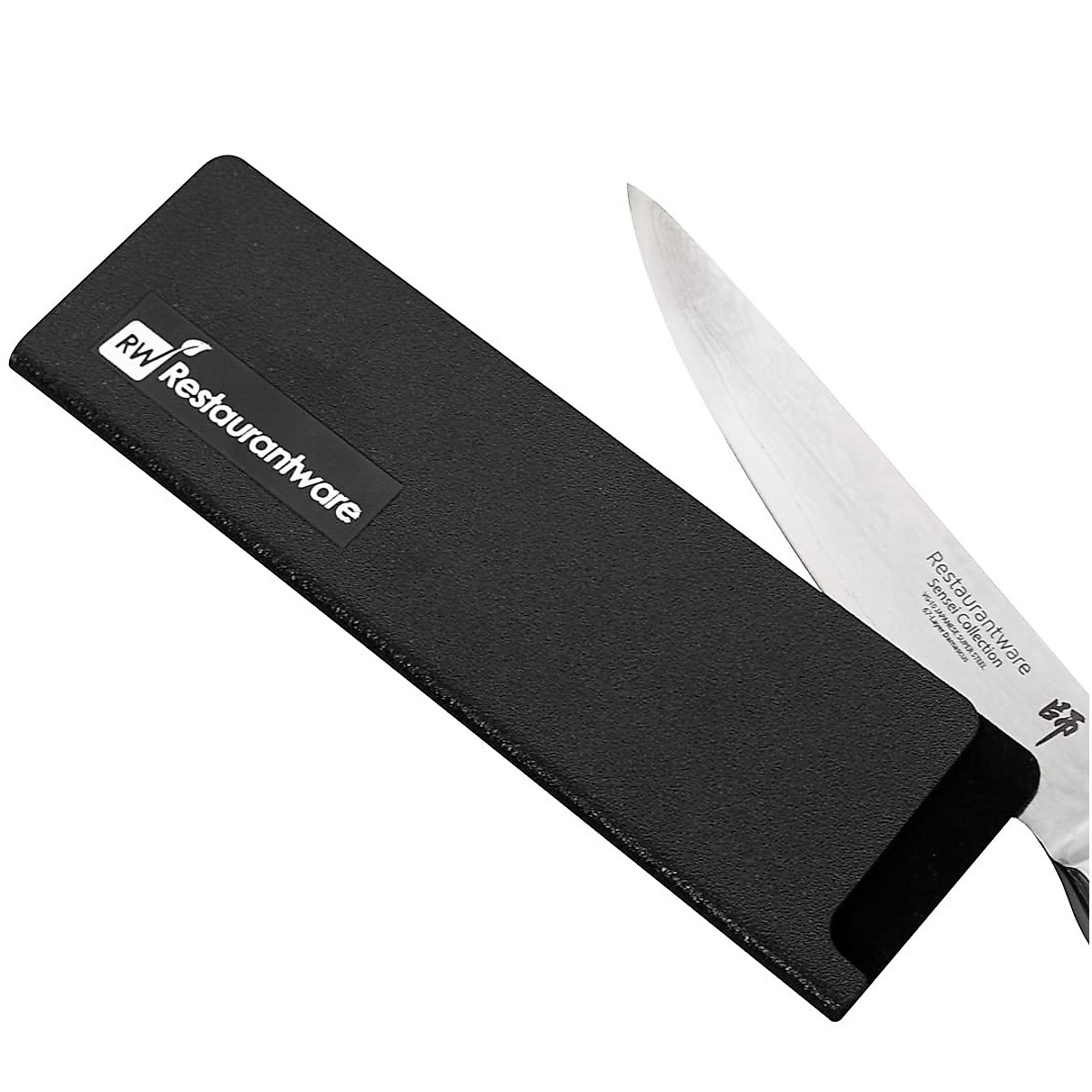 Sensei 6.5 x 2 Inch Knife Sleeve, 1 BPA-Free Knife Protector - Fits Utility Knife, Felt Lining, Black Plastic Knife Blade Guard, Durable, Cut-Proof - Restaurantware