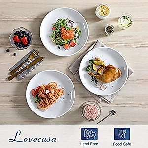 LOVECASA White Plates Set of 6, 10.5 Inch Porcelain Plates Ceramic Dinner Plates with Lipped Edges, Scratch Resistant Salad Plates Round Dishes for Kitchen, Microwave and Dishwasher Safe
