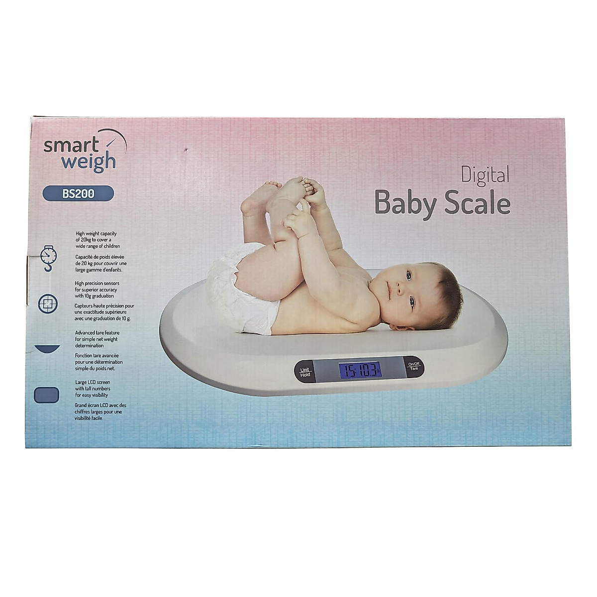 Smart Weigh Comfort Baby Scale, 44 Pound Capacity, 3 Weighing Modes, Accurate Digital Scale for Infants, Toddlers, and Babies