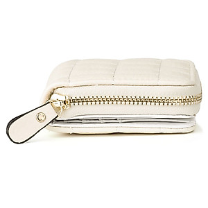 uxcell Small Short Paragraph Zipper Coin Wallets with Card Holder for Lady Small White