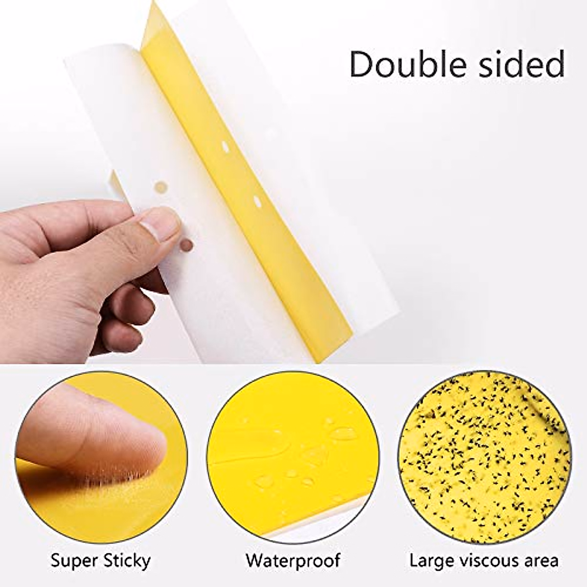 Garutom 20-Pack Dual-Sided Yellow Sticky Traps for Flying Plant Insect Such as Fungus Gnats, Whiteflies, Aphids, Leafminers, etc (6x8 Inches, Included 20pcs Twist Ties)
