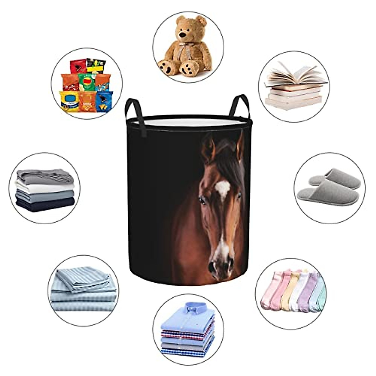 FeHuew Handsome Brown Horse Collapsible Laundry Basket with Handle Waterproof Hamper Storage Organizer Large Bins for Dirty Clothes,toys