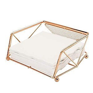 Kitchen Details Geode Free Standing Napkin Holder | Dimensions: 8. 25"x 7"x 3. 25" | Geometric Design | Freestanding | Rust Resistant | Kitchen Accessories | Chrome, Medium, Copper