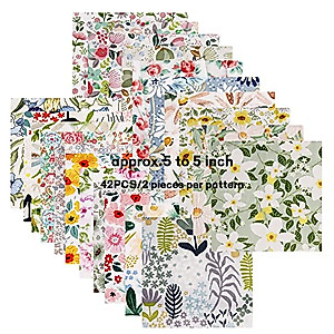 Charm Packs Fabric for Quilting 42Pcs 5'' Precut Fabric Quilt Squares Cotton Fabric Bundles for Sewing Floral Printed Quilt Squares Fabric …