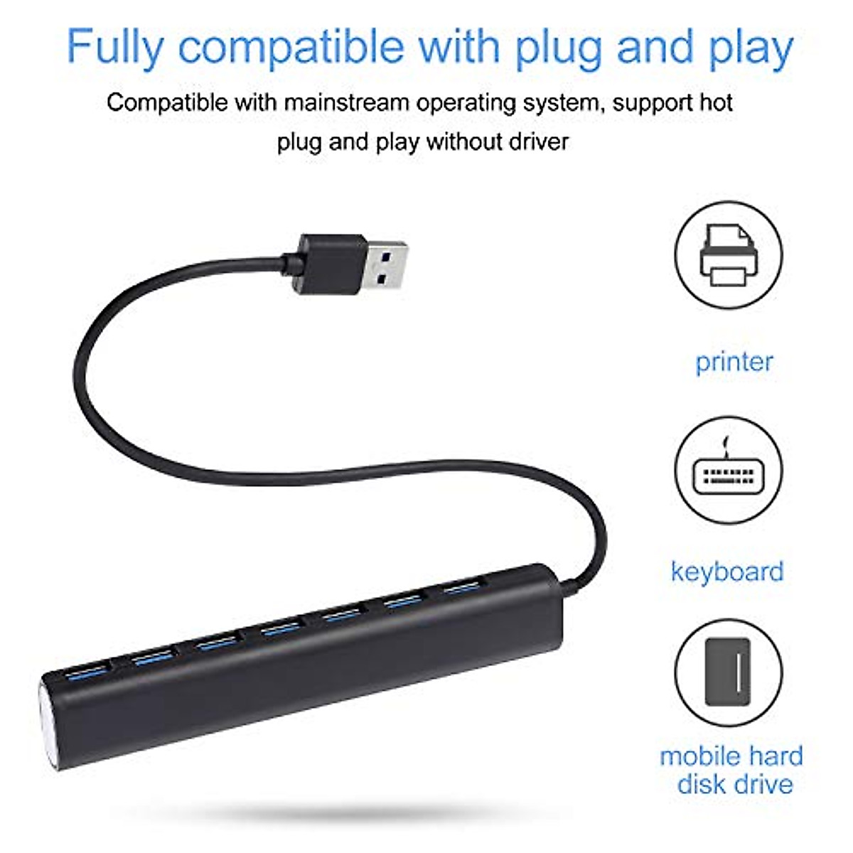 OSALADI USB Hub USB Hub USB Hub USB Hub 7-in-1 Computer Hub Adapter with Cable Multi-Port Expansion Transfer Adapter for Pc Laptops Tablets USB Splitter USB Splitter USB Adapter USB Adapter