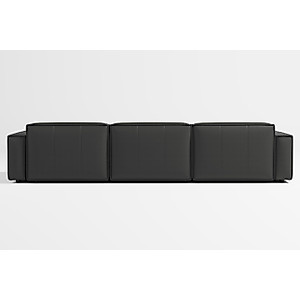 Valencia Nathan Napa Leather Couch - 3 Seats with Right Chaise Sectional Sofa - 100% Full Aniline Leather Modern Sofa for Lounge and Living Room Solid Wood Frame and High-Resilience Foam Couch (Black)
