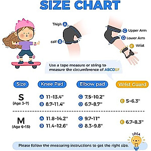 BOSONER Kids/Youth Knee Pads Elbow Pads Wrist Guards Set for 3-15 Years, Child Protective Gear Set for Roller Skates, Cycling, BMX Bike, Skateboard, Inline Skating, Scooter Riding Sports