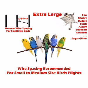 36" Extra Large Multiple Flight Bird Aviaries Budgie Canaries Finches LoveBirds Budgies Breeding Breeder Cage with Tight 3/8-Inch Bar Spacing