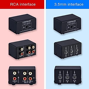 JINGFENG Audio Switcher RCA 2 in 1 Out/1 in 2 Out A/B Switch Stereo Audio Splitter Box with No Distortion RCA Jack for Switching Between Computer Speakers and Headphones