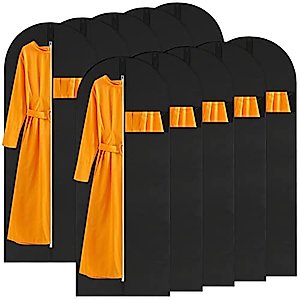 LOXICEN Garment Bags for Travel Garment Bags for Hanging Clothes Men Women Garment Bags for Storage Suit Dancers Dress Gown Dust Covers Zipper Color Wedding Breathable Fabric Black 24" x 55" Set of 10