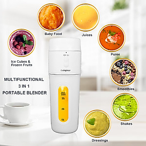 NDMUS 3 in 1 Portable Blender 12oz Juicer Machine with USB Type-C Rechargeable Multifunctional Juice Cup for Shakes and Smoothies, White, 90x170x230mm (MN550A)