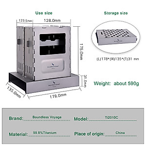 Boundless Voyage Outdoor Titanium Folding Wood Stove With Pot Bracket Foldable Camping Multi-Fuels Stove Portable Collapsible Charcoal Burner Furnace