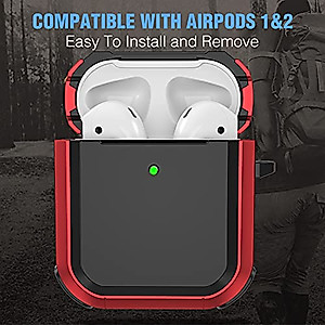Winproo Armor Airpods 2nd & 1st Generation Case Cover with Keychain, Military Hard Shell Full-Body Shockproof Protective Case Skin for Airpods 2nd & 1st Gen [Charging LED Visible]