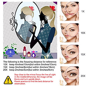 MIYADIVA 6In 20X Magnifying Mirror, Double Sided Travel Mirror, Foldable Hand Mirrors with Handle, Portable Mirror for Traveling, Gift for Women