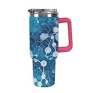 Science Chemistry Molecular Structure 40 Oz Car Cup Stainless Steel Travel Mug Leak-Proof Insulated Tumbler with Handle Light Rose Red-style
