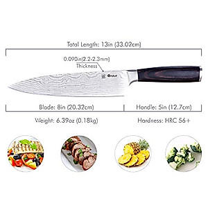 Orblue Chef Knife, 8-Inch High Carbon German Stainless Steel Kitchen Chef's Knife for Cutting, Chopping, Dicing, Slicing & Mincing – Professional Cooking Knife with Ergonomic Handle & Sharp Blade