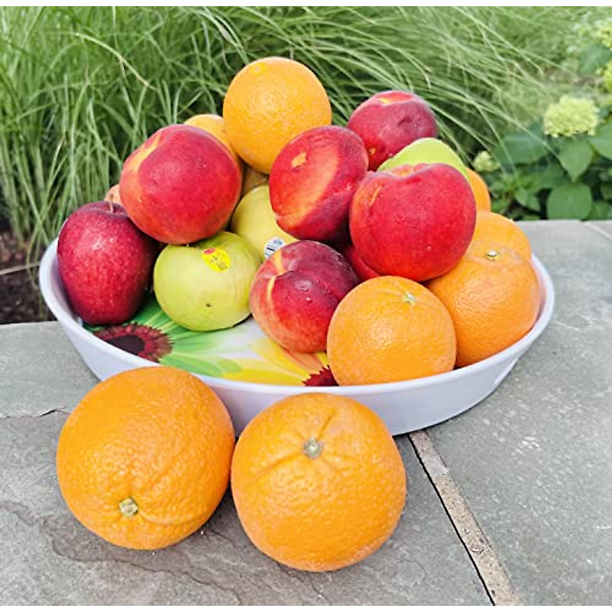 Christmas Serving Tray, Melamine Round Serving Tray Decorative Serving Tray for Tea, Drinks, Fruits in Size 13"/15"+ Free Serving Spoon (Flower-2pcs/set)