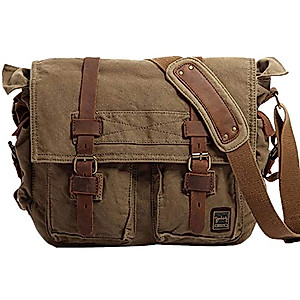 Berchirly 13.3Inch Laptop Bag Vintage Military Man Canvas Messenger Bags For Women Men