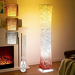 chiphy Floor Lamp, 64" Tall Lamp with Remote Control, Dimmable 10 Levels Color Temperature 12W/2 LED Bulbs (2400 Lumens, 100 Watt Equivalent) and Red Lampshade, Unique for Living Room