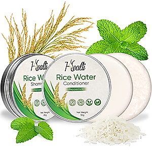 Healti Rice Water Shampoo and Conditioner - Rice Water for Hair Growth Moisturizing, Dry Damaged Hair, Vegan, pH Balance | Thickening Formula for Hair Loss Treatment