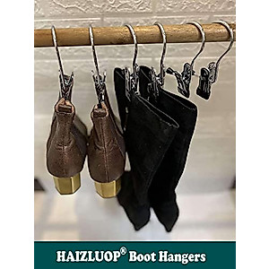HAIZLUOP Boot Hangers for Closet, Boot Clips Hooks for Hanging Boots, Metal Hanger Clips, Chrome, 4 Pack